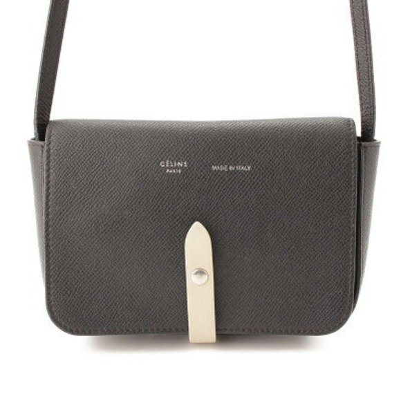Celine | Bags | Celine Strap Pochette Shoulder Bag Black X Beige | Poshmark
